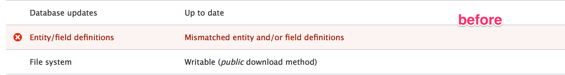 Inform users/developers about entity/field mismatch details if it happens [#2554911] | Drupal.org